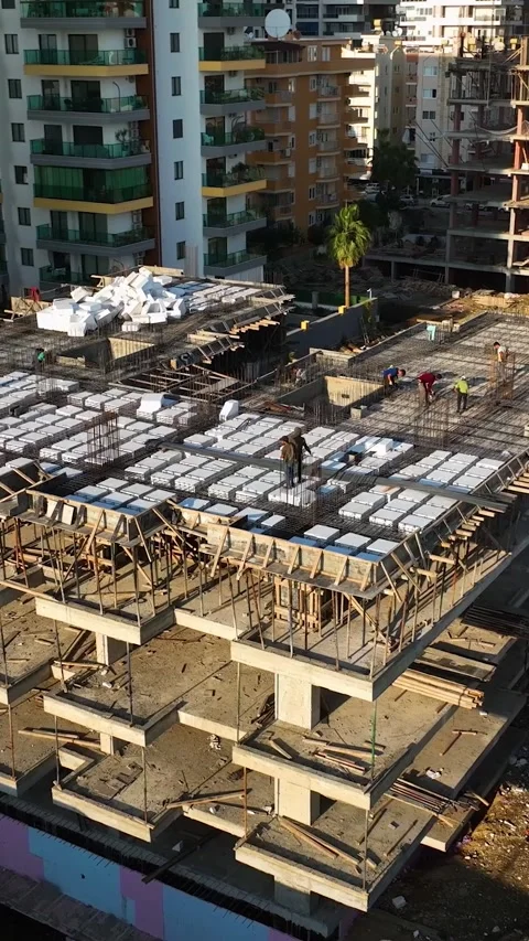 Vertical Video: Pre-Concrete Pour Prepar... | Stock Video | Pond5