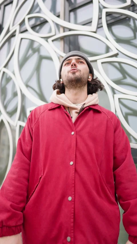 Vertical Video, Rapper Guy Sings Rap on ... | Stock Video | Pond5