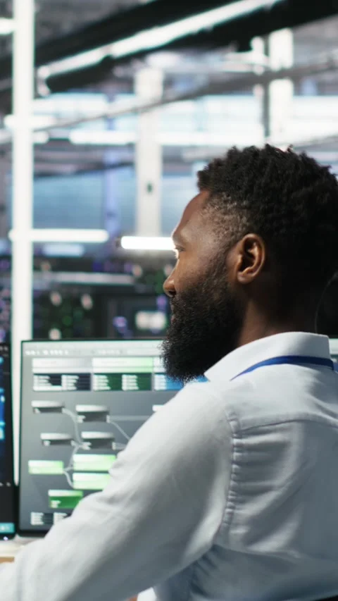 Vertical video Server hub manager checki... | Stock Video | Pond5