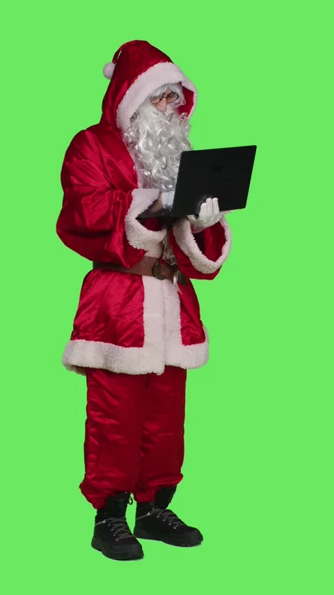 Vertical video Side view of santa uses l... | Stock Video | Pond5