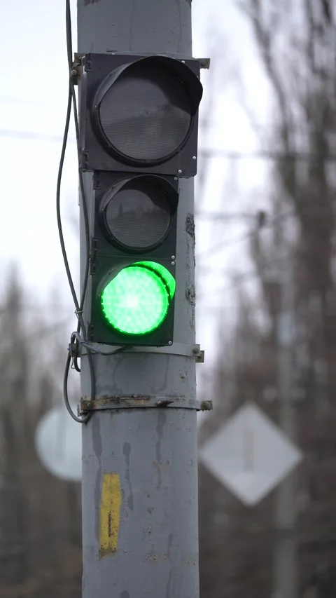 Vertical video of a traffic light on the... | Stock Video | Pond5