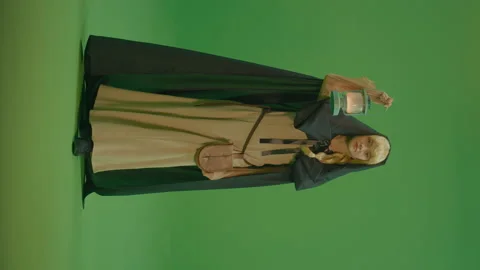 Vertical View.Green Screen.Portrait of a... | Stock Video | Pond5