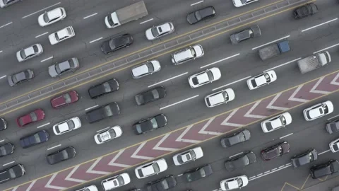 A very busy traffic jam on a multi-lane ... | Stock Video | Pond5