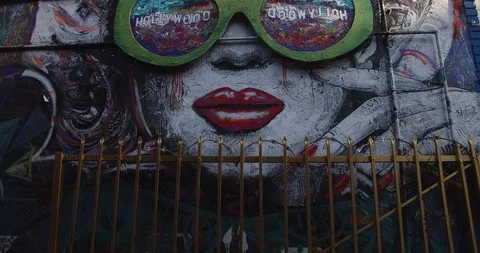 Very cool, stylized street mural of Mari... | Stock Video | Pond5