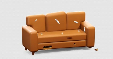 A very old ripped couch. 4k animation wi... | Stock Video | Pond5