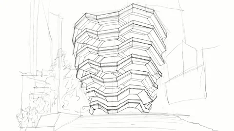 The Vessel in Hudson Yards Freehand Sket... | Stock Video | Pond5