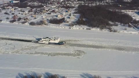 The vessel moves in the ice channel on t... | Stock Video | Pond5
