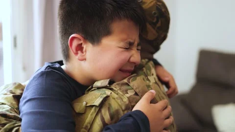 Veteran soldier greeting and hugging his... | Stock Video | Pond5