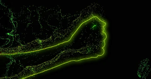 Vfx animated green hand silhouette, brig... | Stock Video | Pond5