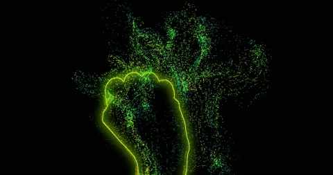 Vfx animated neon silhouette of a hand, ... | Stock Video | Pond5