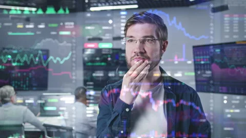 VFX animation with financial analyst and... | Stock Video | Pond5