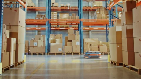 VFX Automatic Delivery Robots Working in... | Stock Video | Pond5