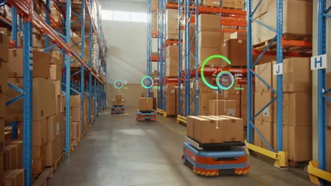 VFX Automatic Delivery Robots Working in... | Stock Video | Pond5