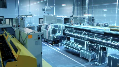 VFX Digitalized Factory Walkthrough | Stock Video | Pond5