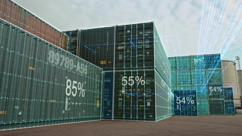 VFX Visualization Over Containers in Ter... | Stock Video | Pond5