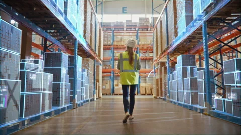 VFX Worker in Digitalized Warehouse | Stock Video | Pond5
