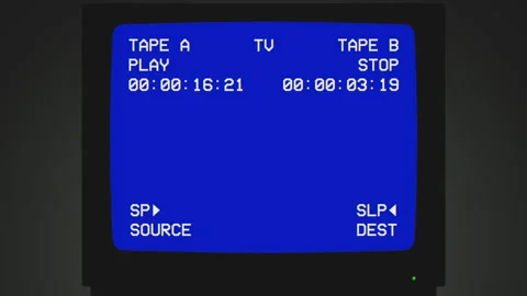 VHS Double Deck Screen On TV Background | Stock Video | Pond5