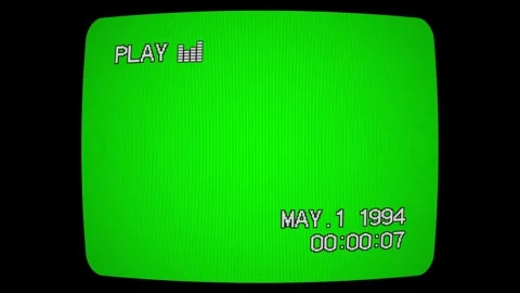 VHS interface on TV screen with green sc... | Stock Video | Pond5