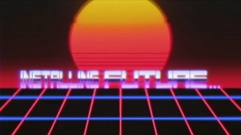 VHS Retro futuristic sun grid installing... | Stock Video | Pond5
