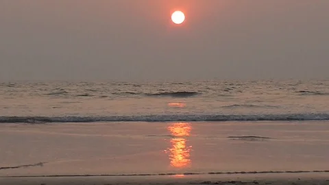 VHS style sunset over the tropical beach... | Stock Video | Pond5