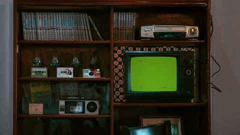 VHS TV Green Screen Old House Vintage Te... | Stock Video | Pond5