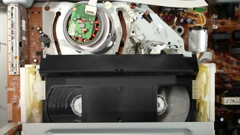 VHS VCR, video cassette insert, inside v... | Stock Video | Pond5