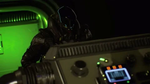 Vibrant Sci-Fi Bridge Scene With Animate... | Stock Video | Pond5