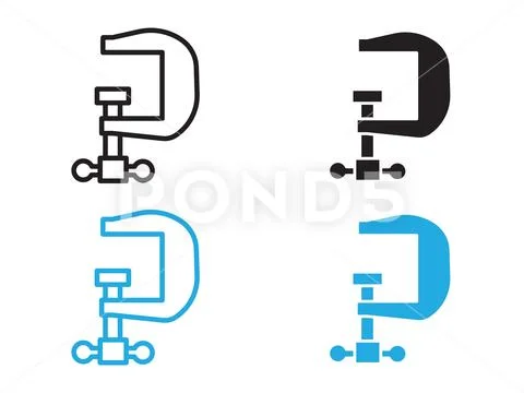 Vice clamp icon black and white vector outline sign: Royalty Free ...