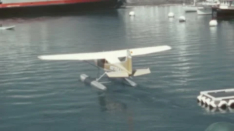 Victoria - 1971: seaplane moves in the p... | Stock Video | Pond5