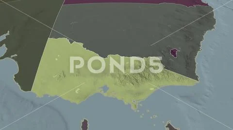 Victoria, Australia. Colored and bumped map of the administrative ...