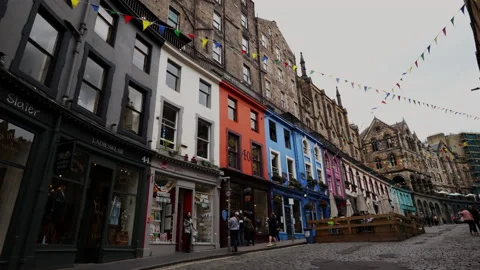 Victoria Street Edinburgh's famous curve... | Stock Video | Pond5