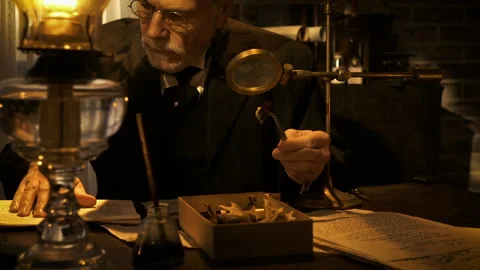 Victorian detective looking at evidence ... | Stock Video | Pond5