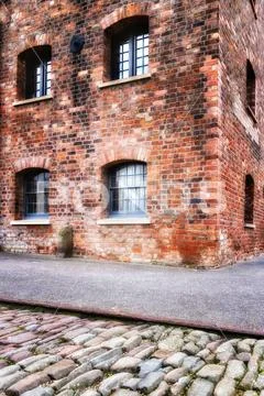 Victorian Red Brick Barred Warehouse Windows At The Historic Docks At ...