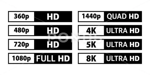 Video and TV Size Resolution sd, hd, Ultra Hd, 4k, 8k. Screen display ...