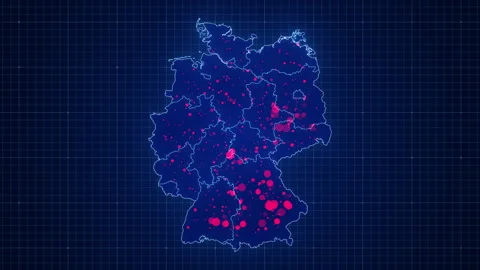 Video animation of a map of Germany with... | Stock Video | Pond5