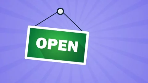 Video animation open hanging sign on blu... | Stock Video | Pond5