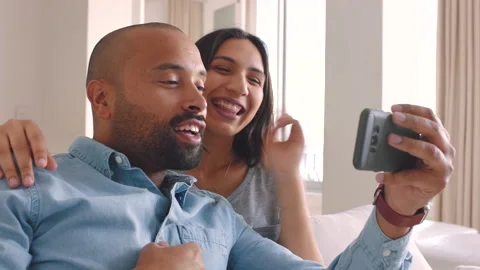 Video call, wave and phone with a couple... | Stock Video | Pond5