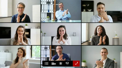 Video Conferencing Call Clapping Hands | Stock Video | Pond5