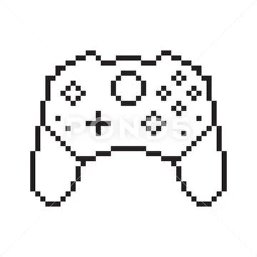 Video game controller illustration Gamepad sign Pixel art style ...