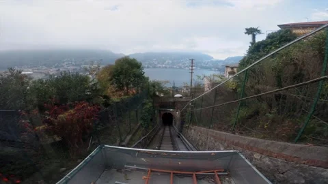Video from inside the Brunate cable car ... | Stock Video | Pond5
