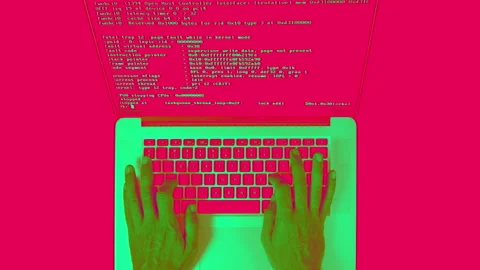 Video of person using laptop with code o... | Stock Video | Pond5