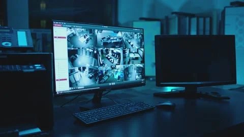 Video surveillance system screen in a of... | Stock Video | Pond5