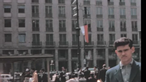 Vienna - 1964: People walk on pavement a... | Stock Video | Pond5