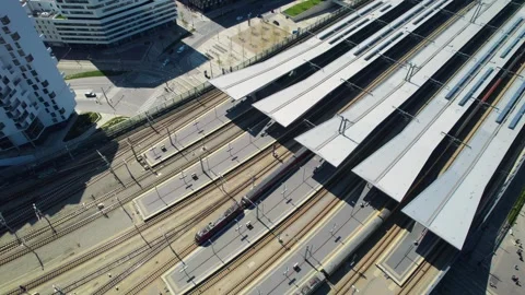 Vienna central station, spinning Aerial ... | Stock Video | Pond5