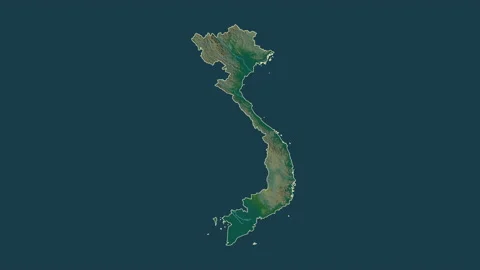 Vietnam map - cartoon. Border. Physical. | Stock Video | Pond5