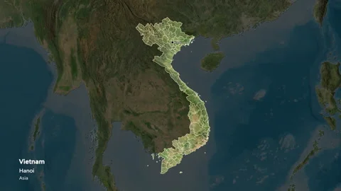 Vietnam map - solid. Regions. Satellite.... | Stock Video | Pond5