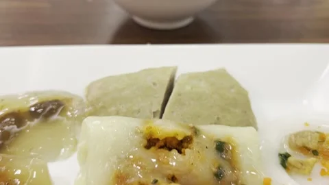 Vietnamese food Combo Banh Beo, Loc Nam,... | Stock Video | Pond5