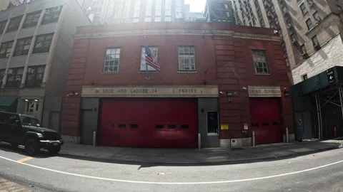 View of 24 Hook and Ladder Fire station ... | Stock Video | Pond5
