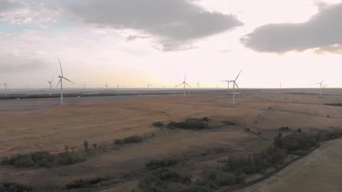 View from afar of wind turbines 4K | Stock Video | Pond5