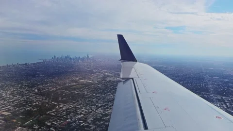 View from air plane window wing. Chicago... | Stock Video | Pond5
